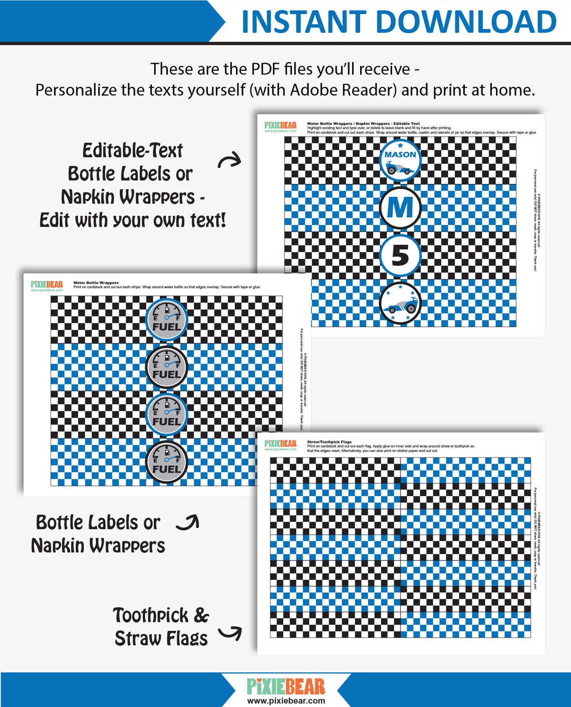 Race Car Water Bottle Labels Printable Fuel Water Bottle - Etsy