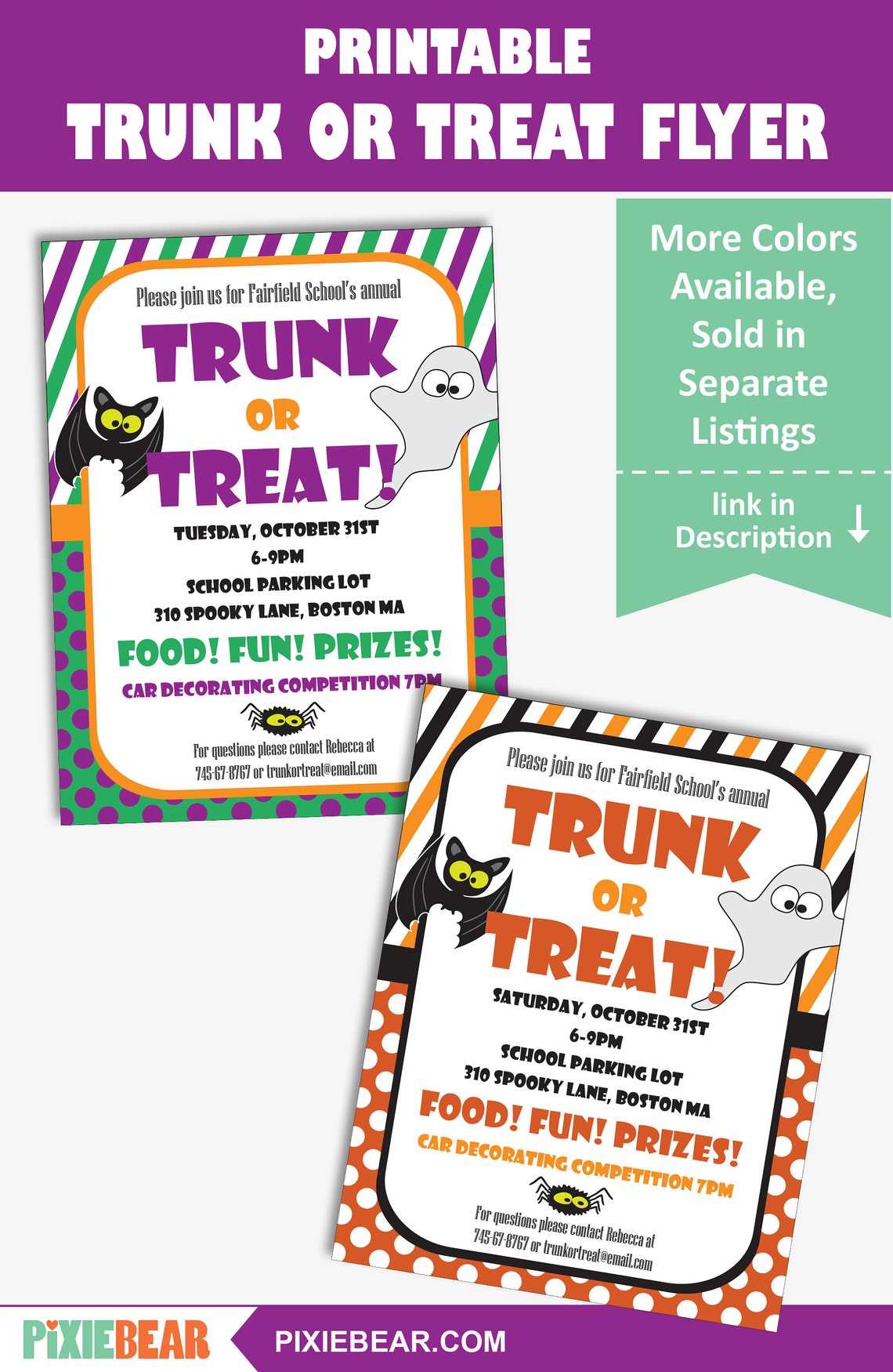 Editable Trunk Or Treat Flyer Printable Trunk Or Treat Etsy