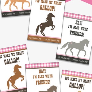 Horse Valentine Cards for Kids, Printable Valentine's Day Pony Cards ...