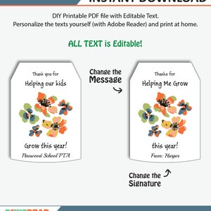 Floral Teacher Appreciation Thank You Tags Printable Teacher Gift Tags ...