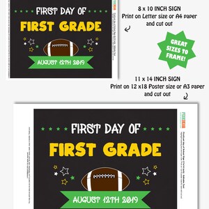 First Day of Kindergarten Sign, Printable Chalkboard Sign, Back to ...