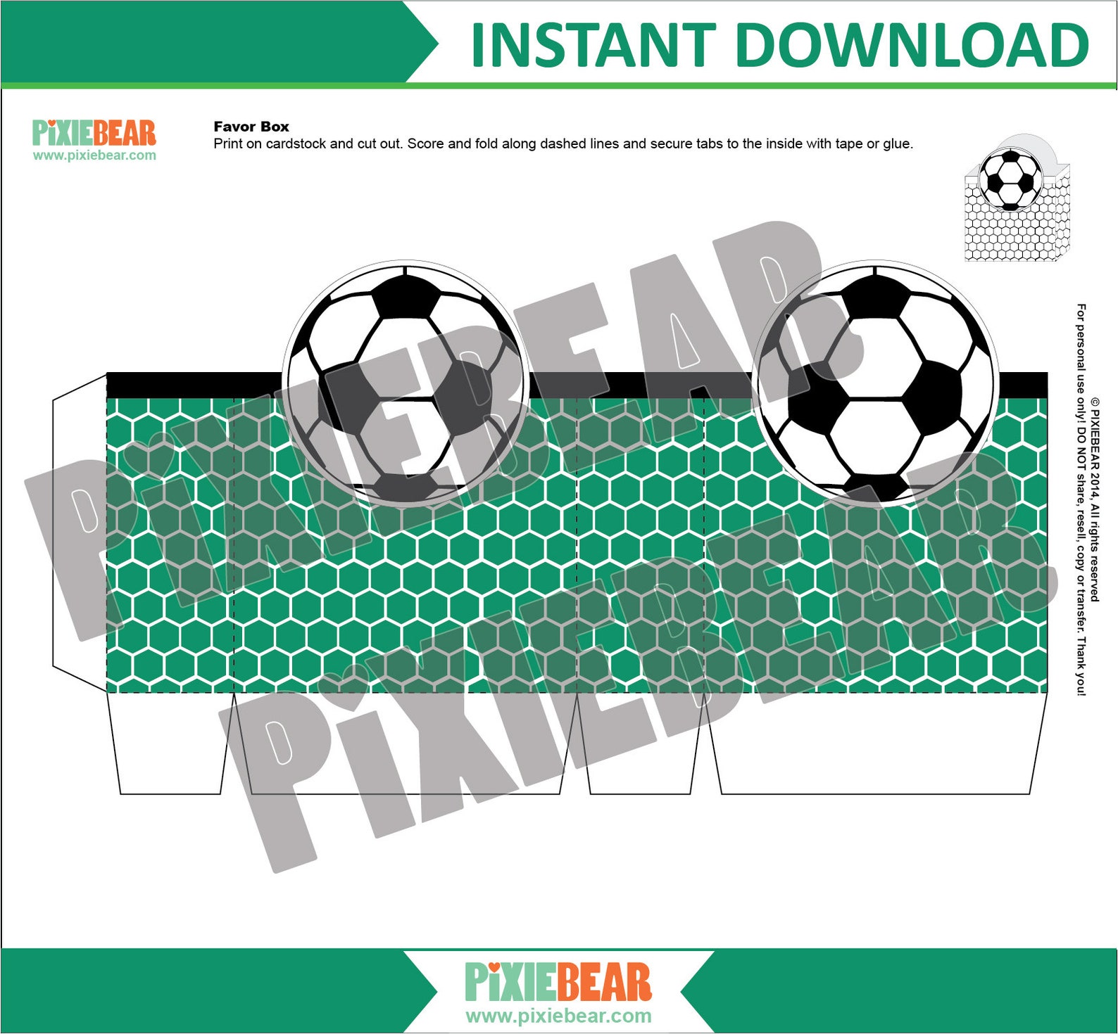 Soccer Favor Box Printable Party Bags Goodie Bags Treat | Etsy