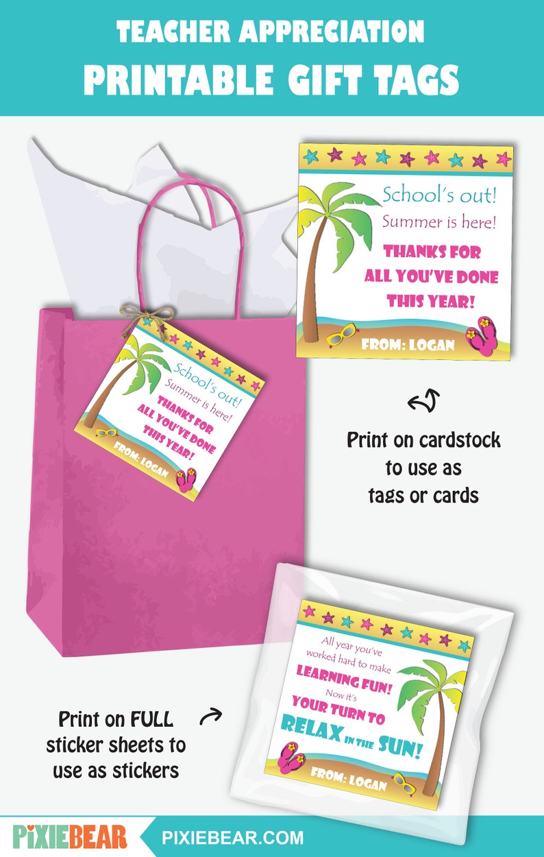 Beach Teacher Appreciation Tag Printable Teacher - Etsy