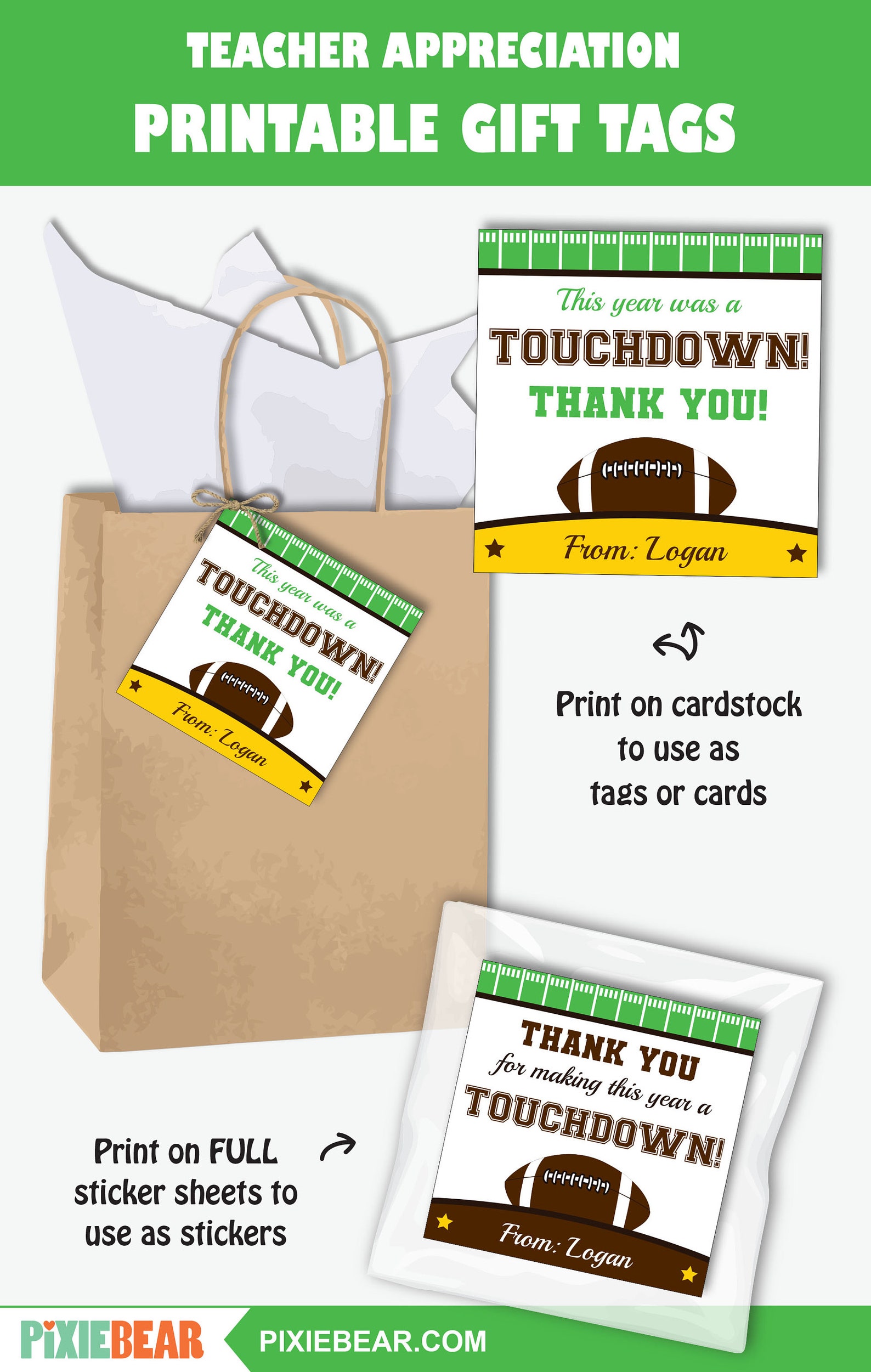 Football Teacher Appreciation Tag Printable Coach Gift Tag - Etsy