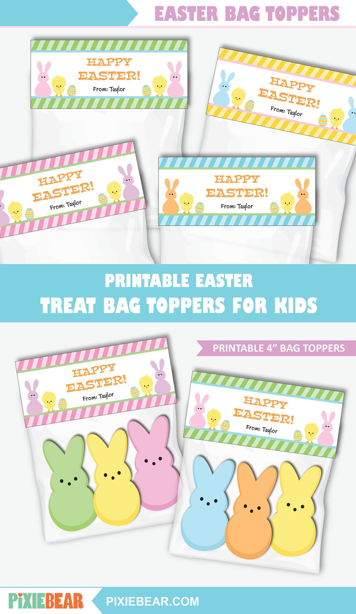 Easter Treat Bag Toppers Printable Easter Bunny Bag Toppers - Etsy