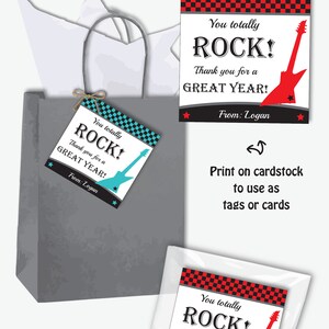 Music Teacher Appreciation Tags Printable Teacher Rock Star Thank You ...