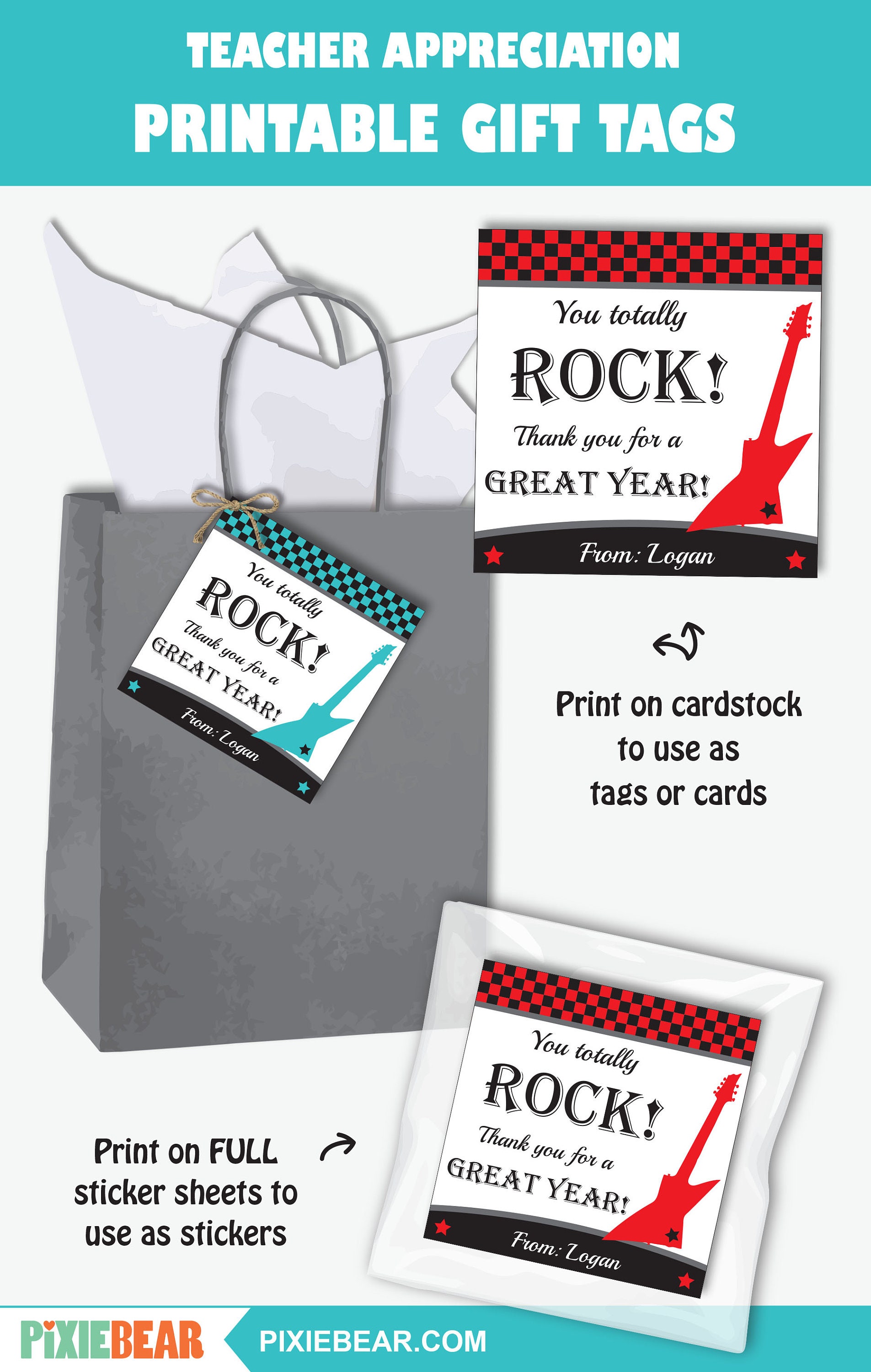 Music Teacher Appreciation Tags Printable Teacher Rock Star | Etsy