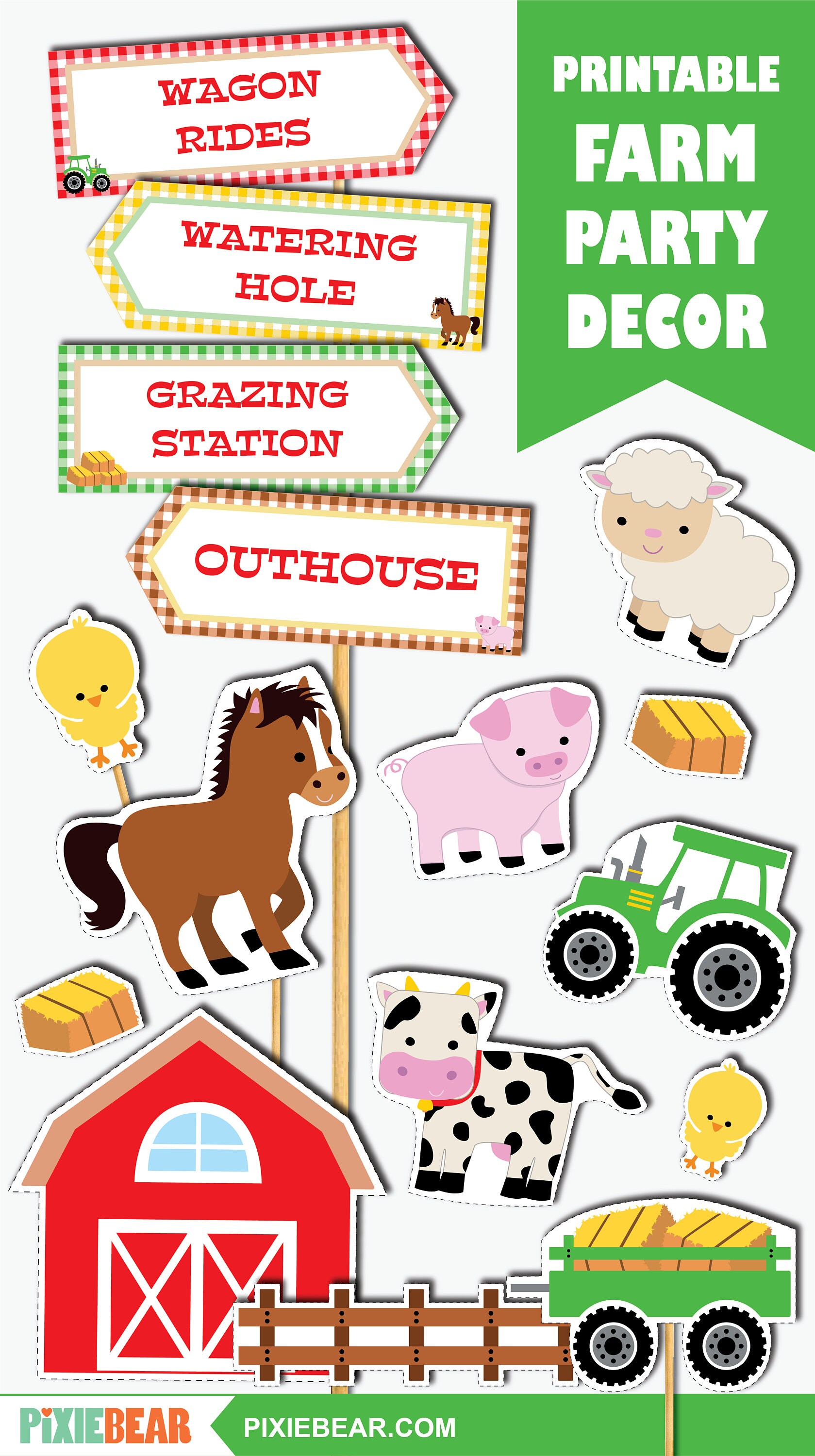 Farm Cutouts Printable Farm Birthday Decoration Farm Party | Etsy