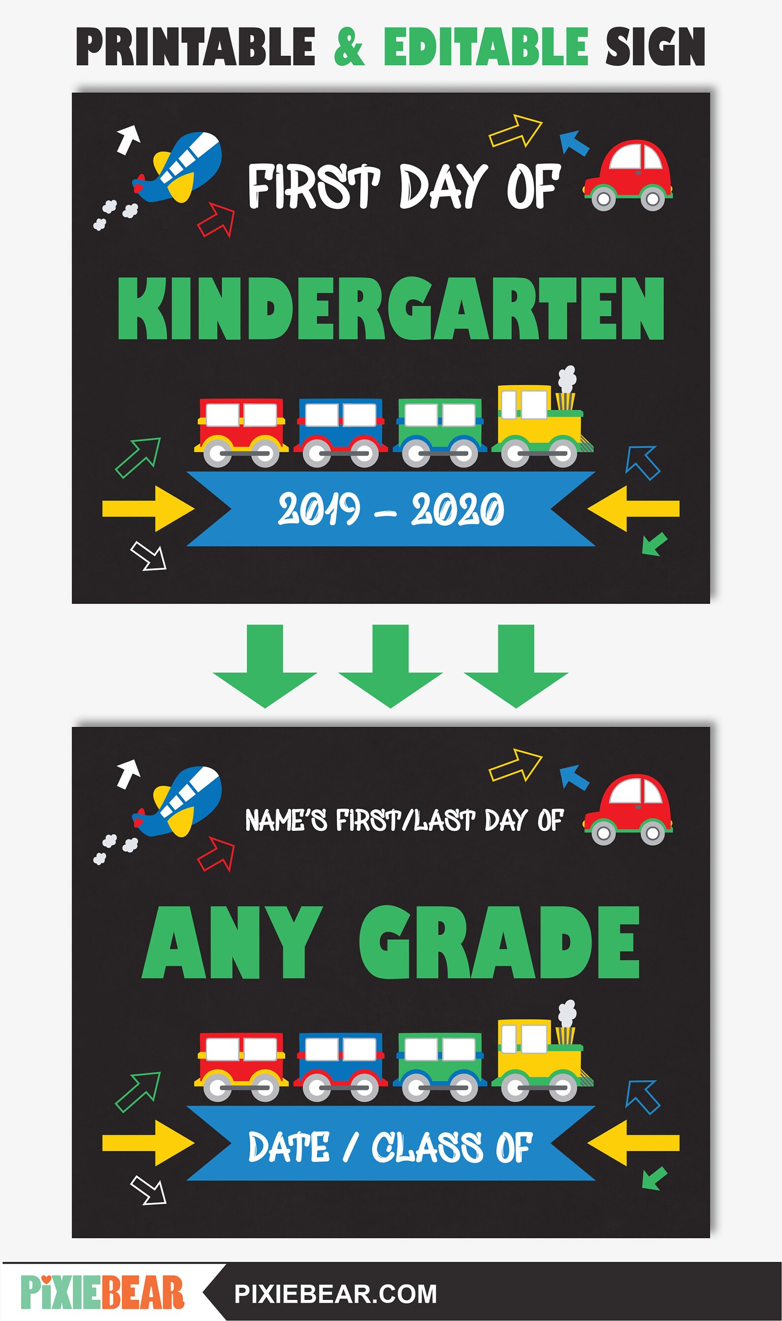 First Day of Kindergarten Sign, Printable Back to School Chalkboard ...