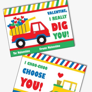 Transportation Valentine's Day Classroom Cards Printable Kids Valentine ...