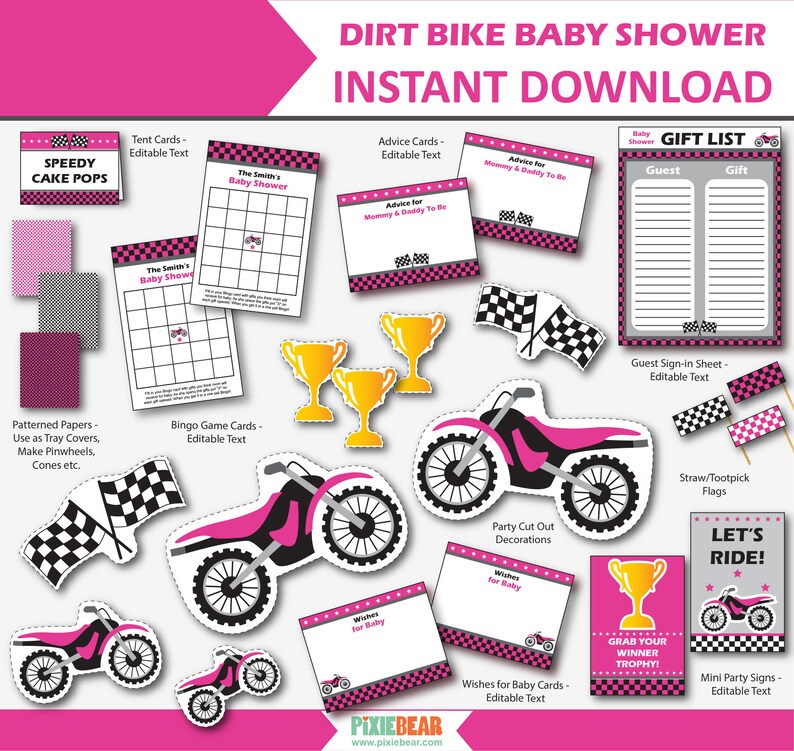 Motorcycle Baby Shower Dirt Bike Baby Shower Decor - Etsy
