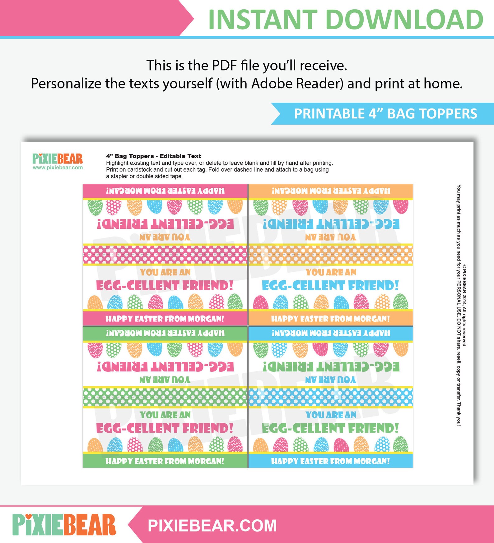 Easter Treat Bag Toppers Printable Easter Bag Toppers for - Etsy