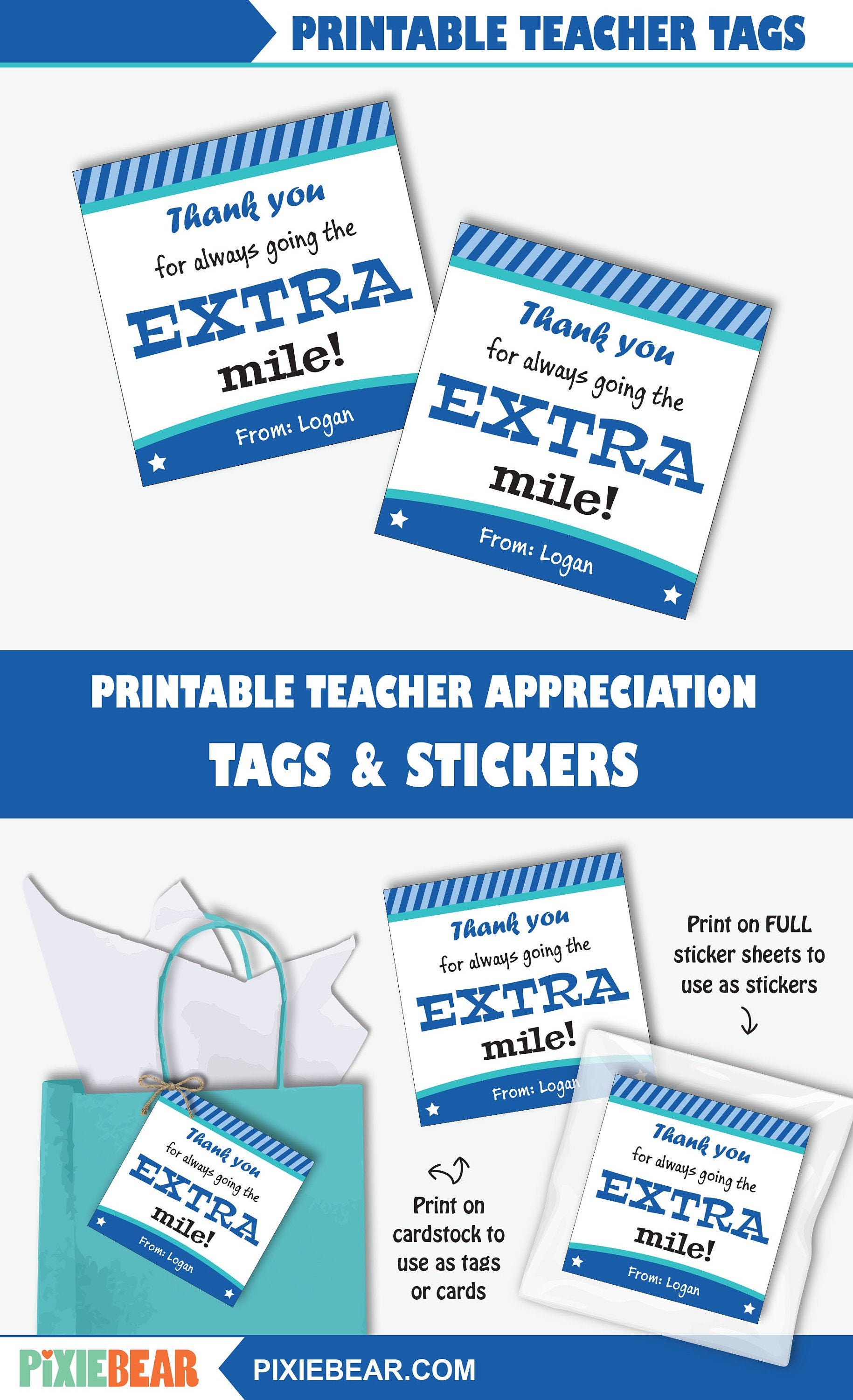 Teacher Appreciation Gift tag Gum Teacher Gift Tags Personalized ...