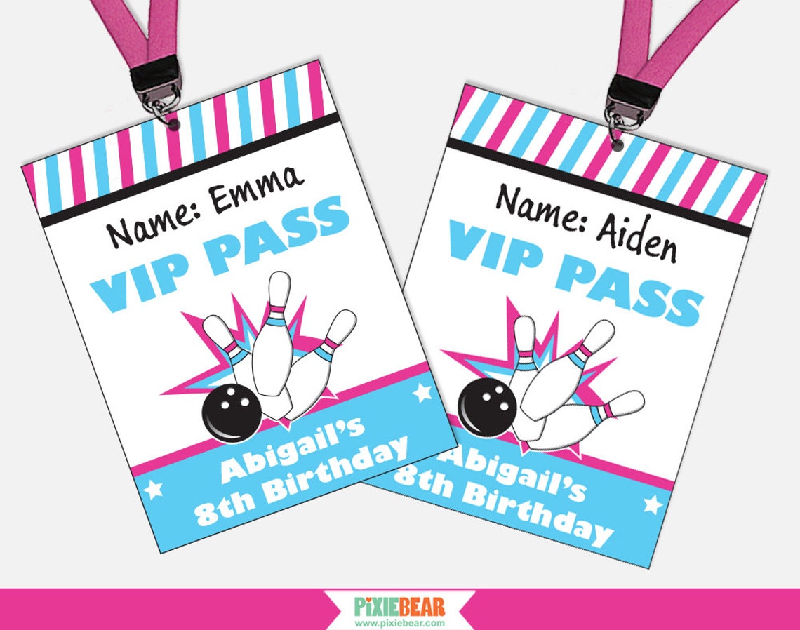 Bowling Birthday VIP Passes Bowling Party Printable VIP Pass - Etsy