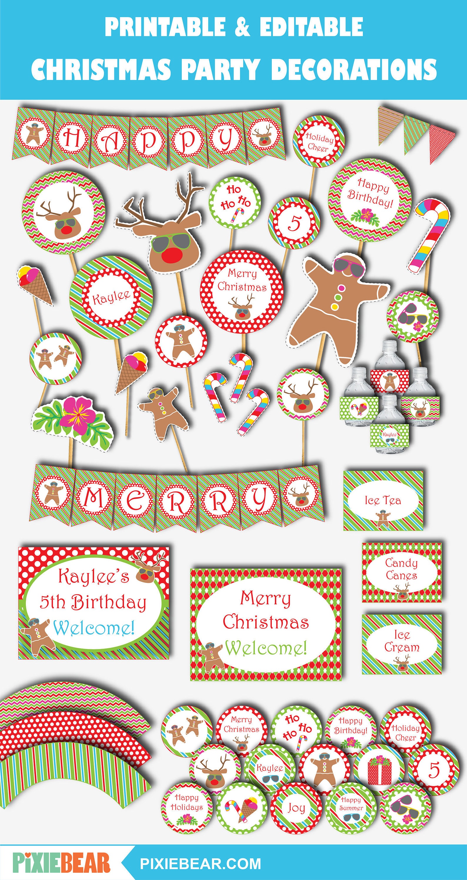 Christmas in July Decorations Printable Christmas Birthday - Etsy