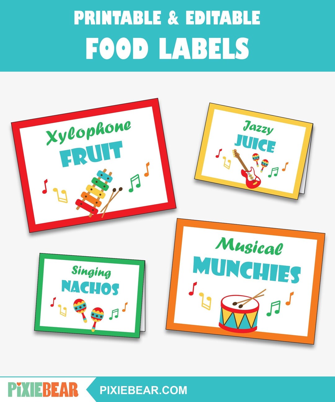 Music Birthday Food Labels Printable Music Party Food Signs - Etsy Canada
