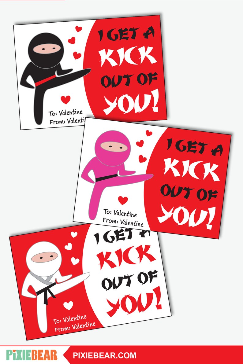 Ninja Valentines Cards for Kids Printable Karate Valentine - Etsy