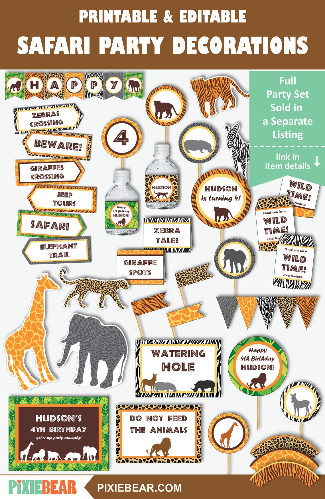 Safari Signs Printable Safari Birthday Cutouts Safari Party | Etsy