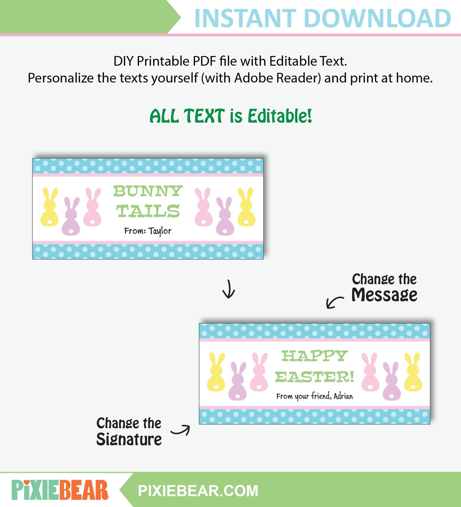 Easter Bunny Tails Labels Printable Easter Bag Toppers for - Etsy