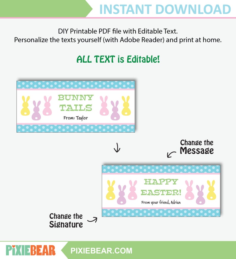 Easter Bunny Tails Labels Printable Easter Bag Toppers for - Etsy