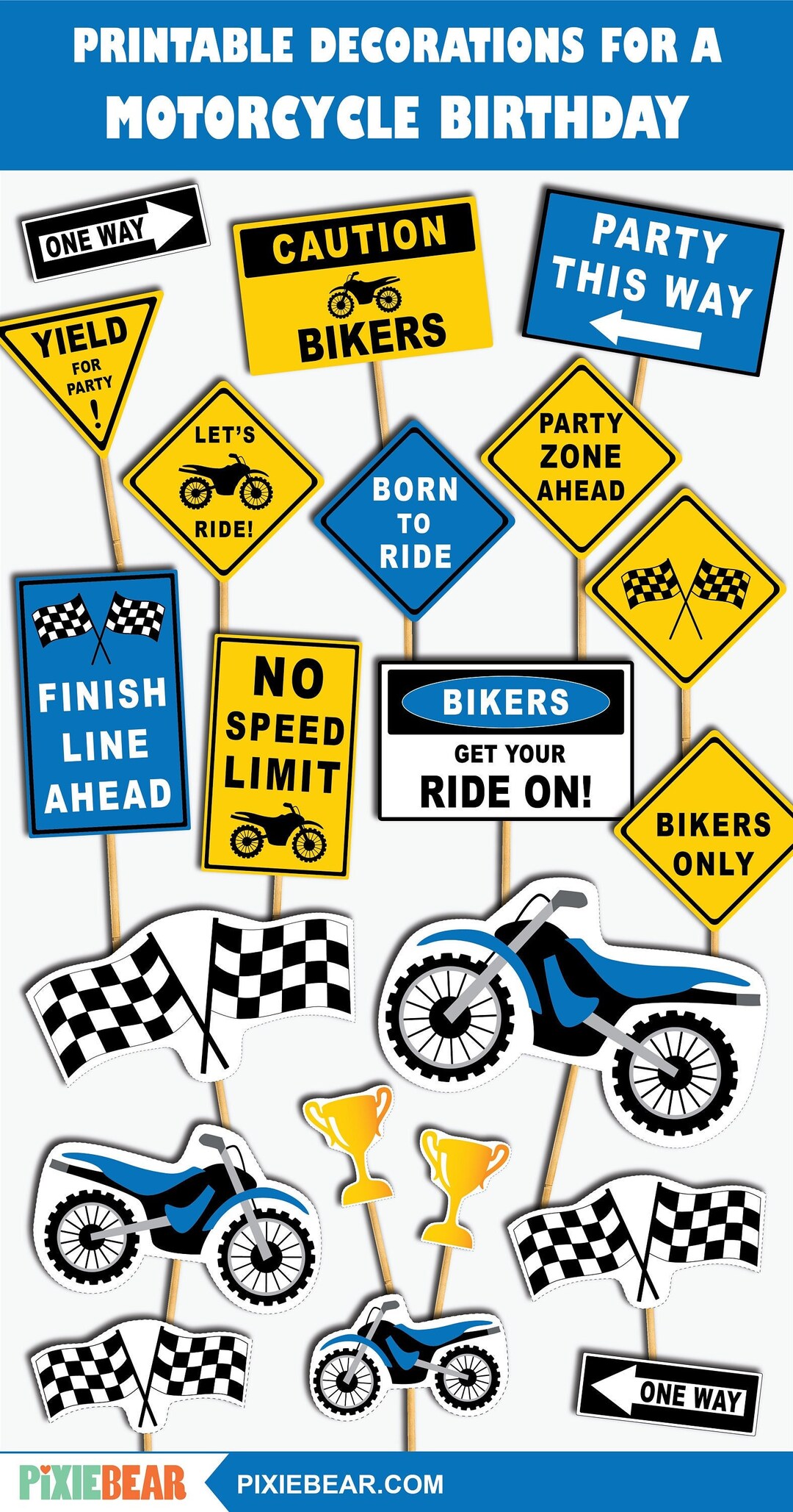 Dirt Bike Birthday Decoration, Printable Motocross Party Signs ...