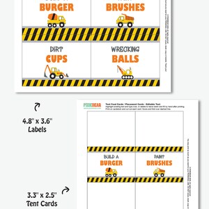 Construction Food Labels Printable Construction Party Food - Etsy Canada