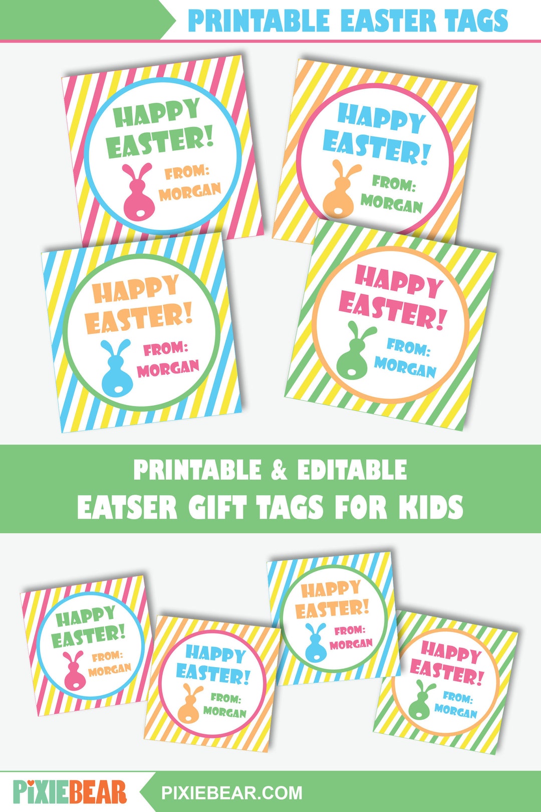 Easter Gift Tags Printable Easter Labels, Personalized Easter Tags for ...