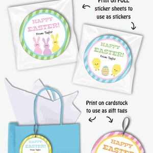 Printable Easter Gift Tags Happy Easter Bunny Stickers for Kids ...