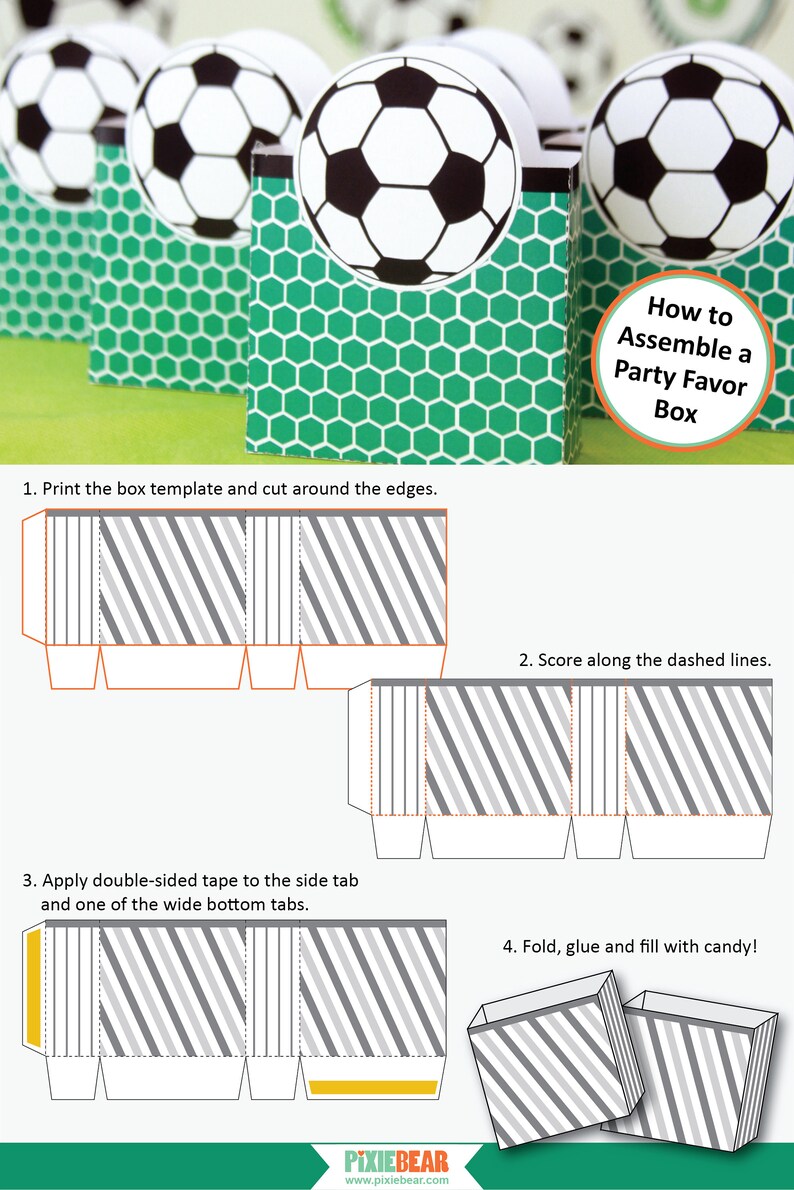 Soccer Favor Box Printable Party Bags Goodie Bags Treat | Etsy