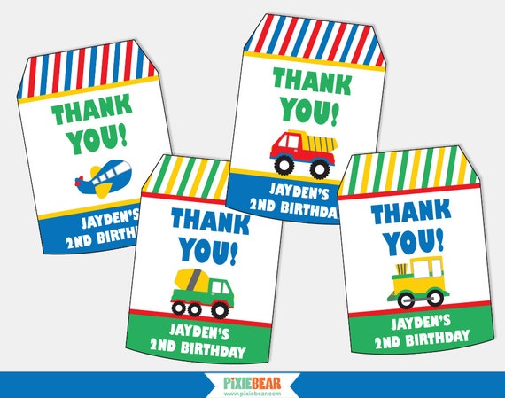 Transportation Party Favor Tags - Transportation Birthday - Transportation Party Favors - Thank ...