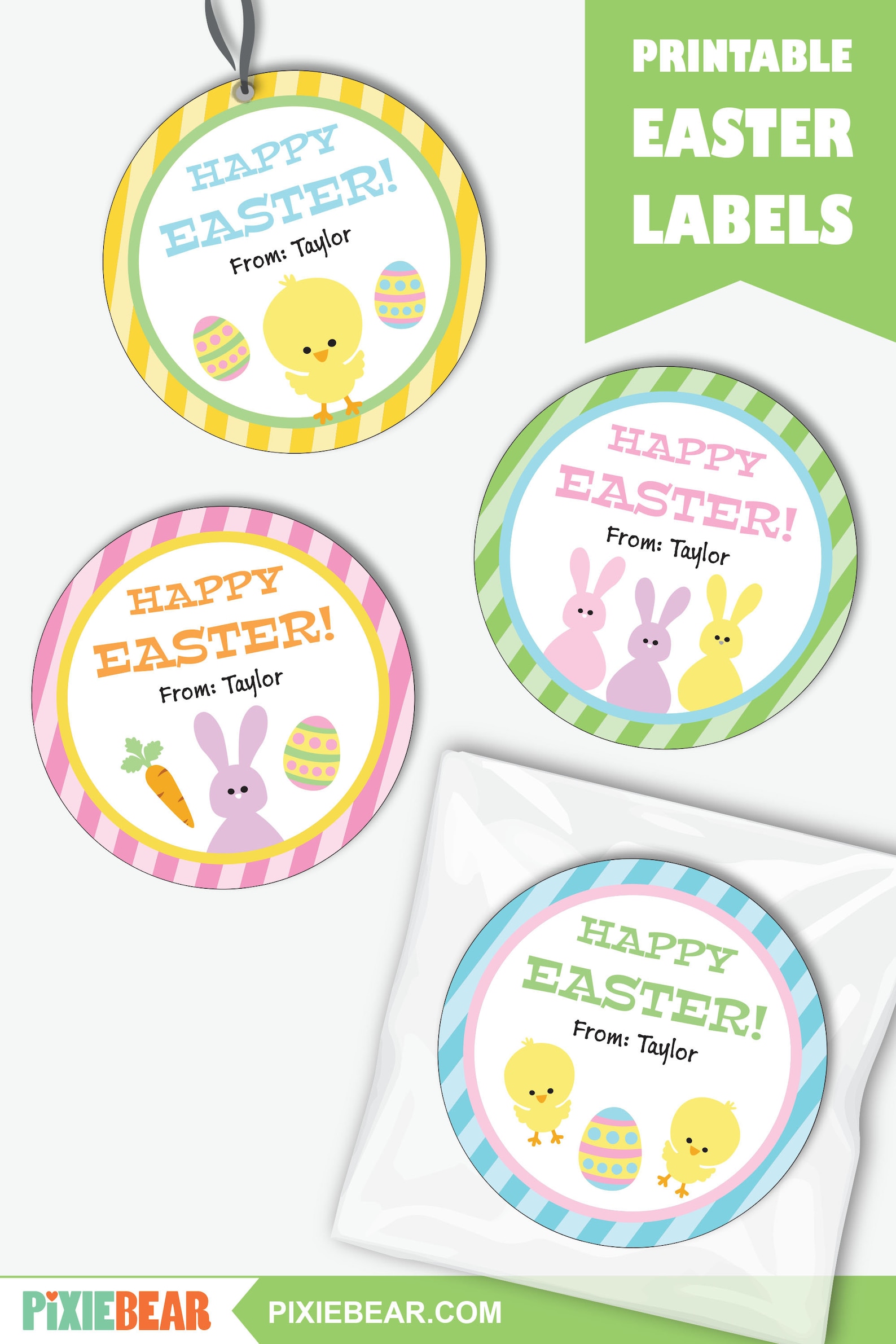 Printable Easter Gift Tags Happy Easter Bunny Stickers for - Etsy