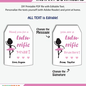 Dance Teacher Thank You Tags Printable Dance Teacher Gift Tags, Teacher ...