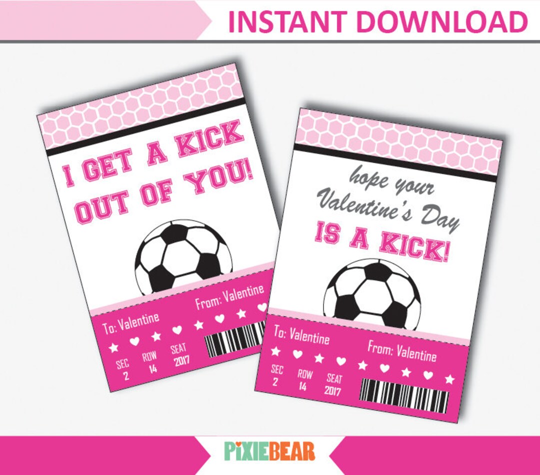 Soccer Valentines for Girls, Soccer Valentines Girls Cards, Soccer ...