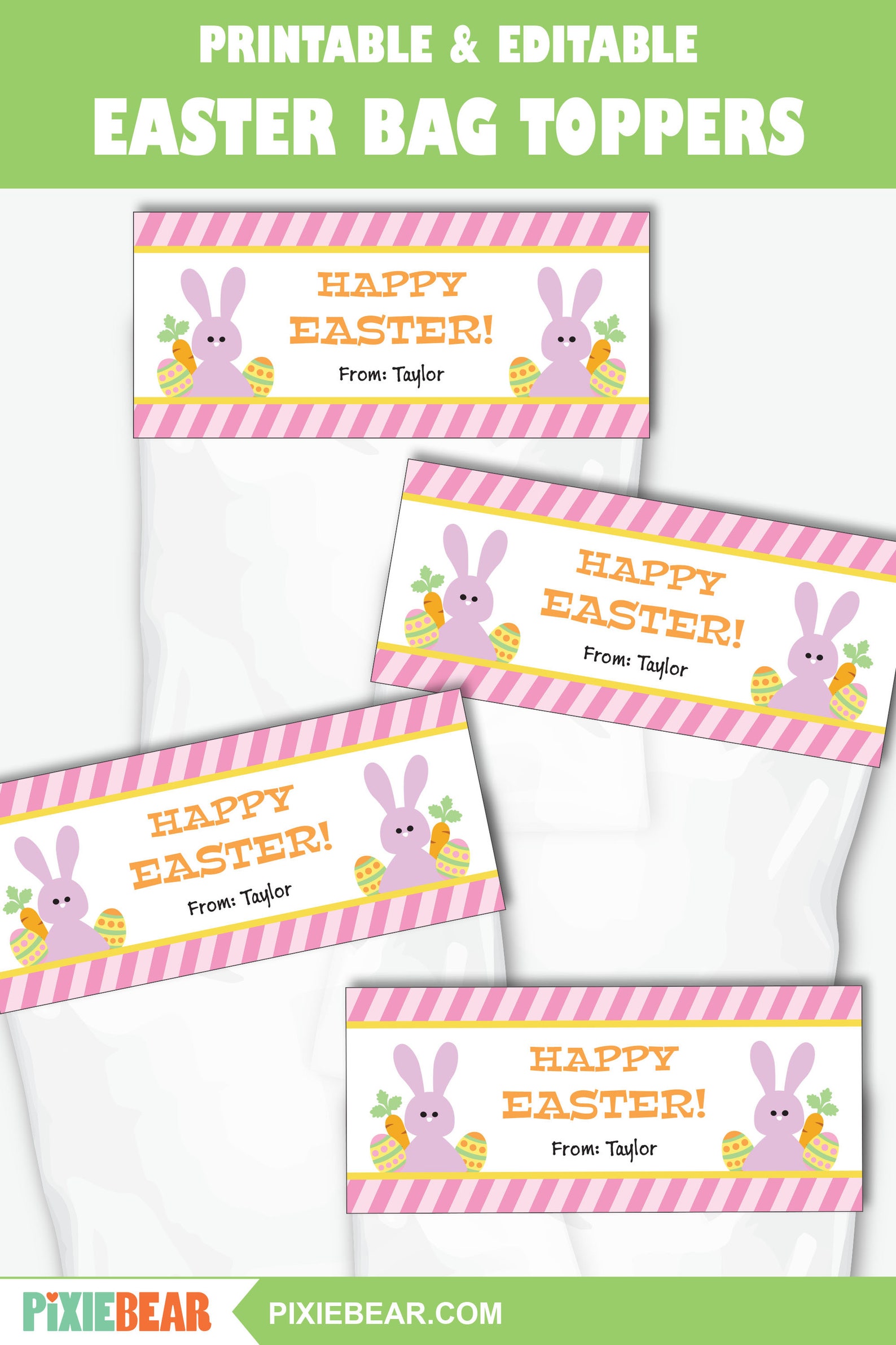 Easter Bunny Treat Bag Toppers Printable Easter Treat | Etsy