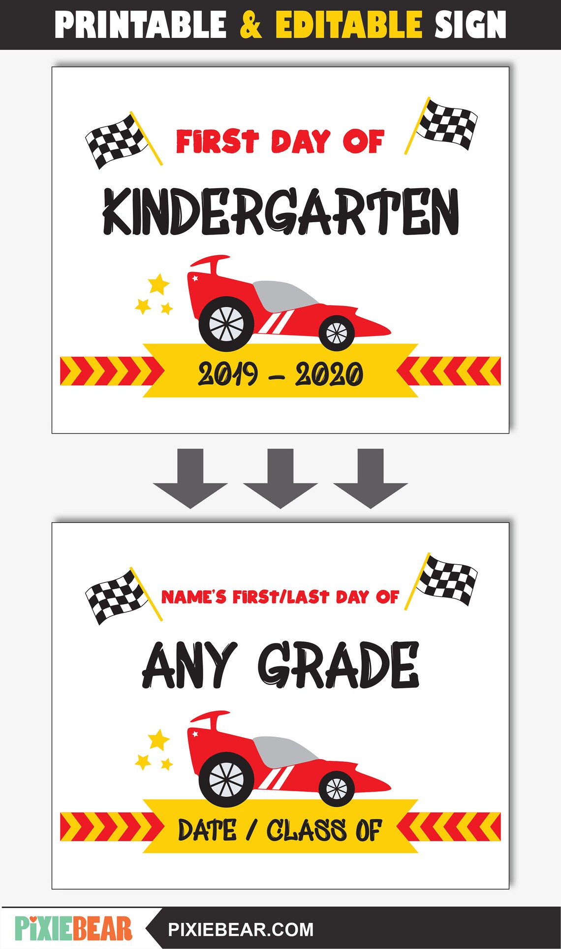 First Day of Kindergarten Sign Printable Back to School Sign | Etsy