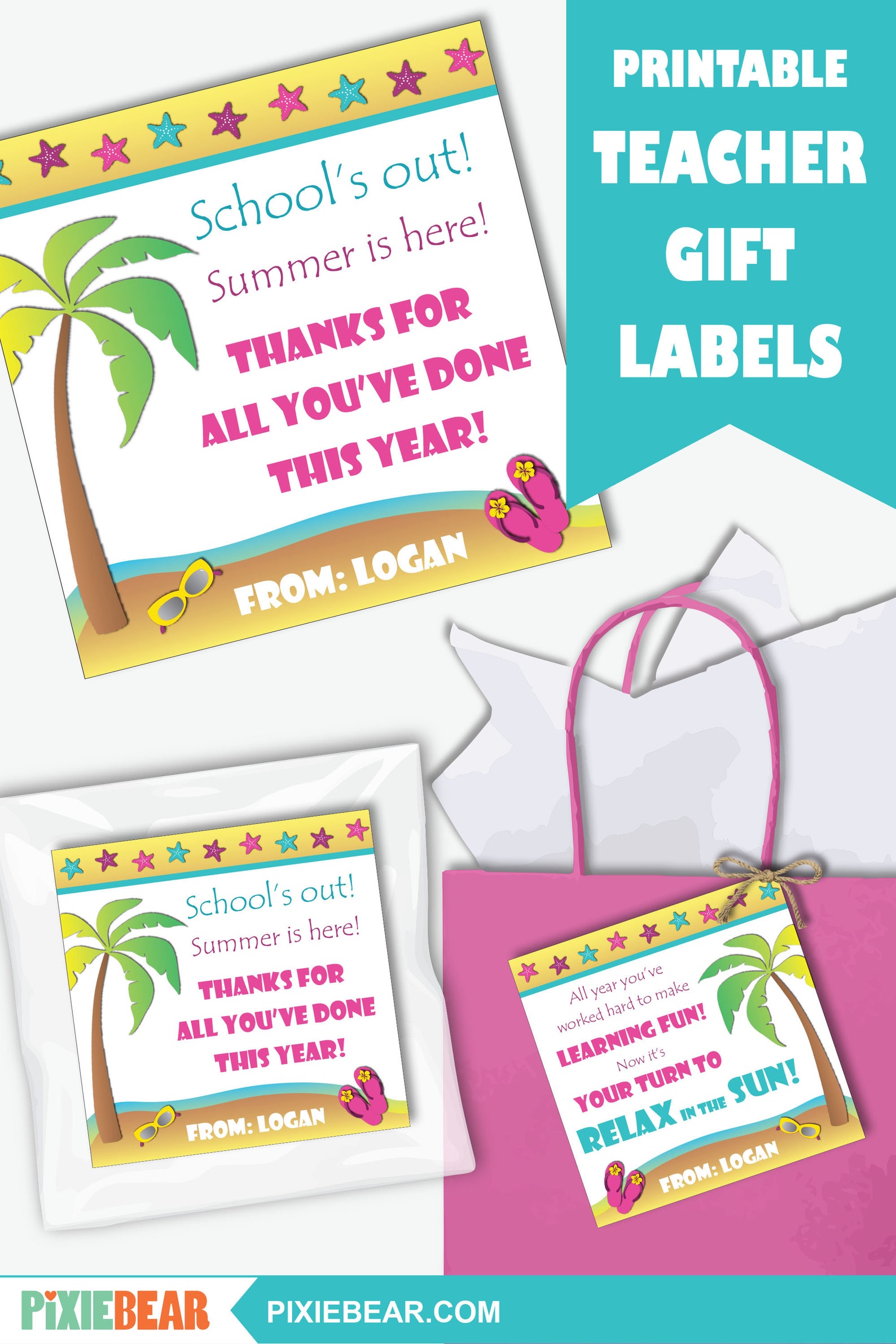 Beach Teacher Appreciation Tag Printable Teacher - Etsy