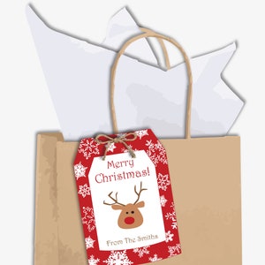 Reindeer Gift Tags Printable Christmas Tags, Personalized Christmas ...
