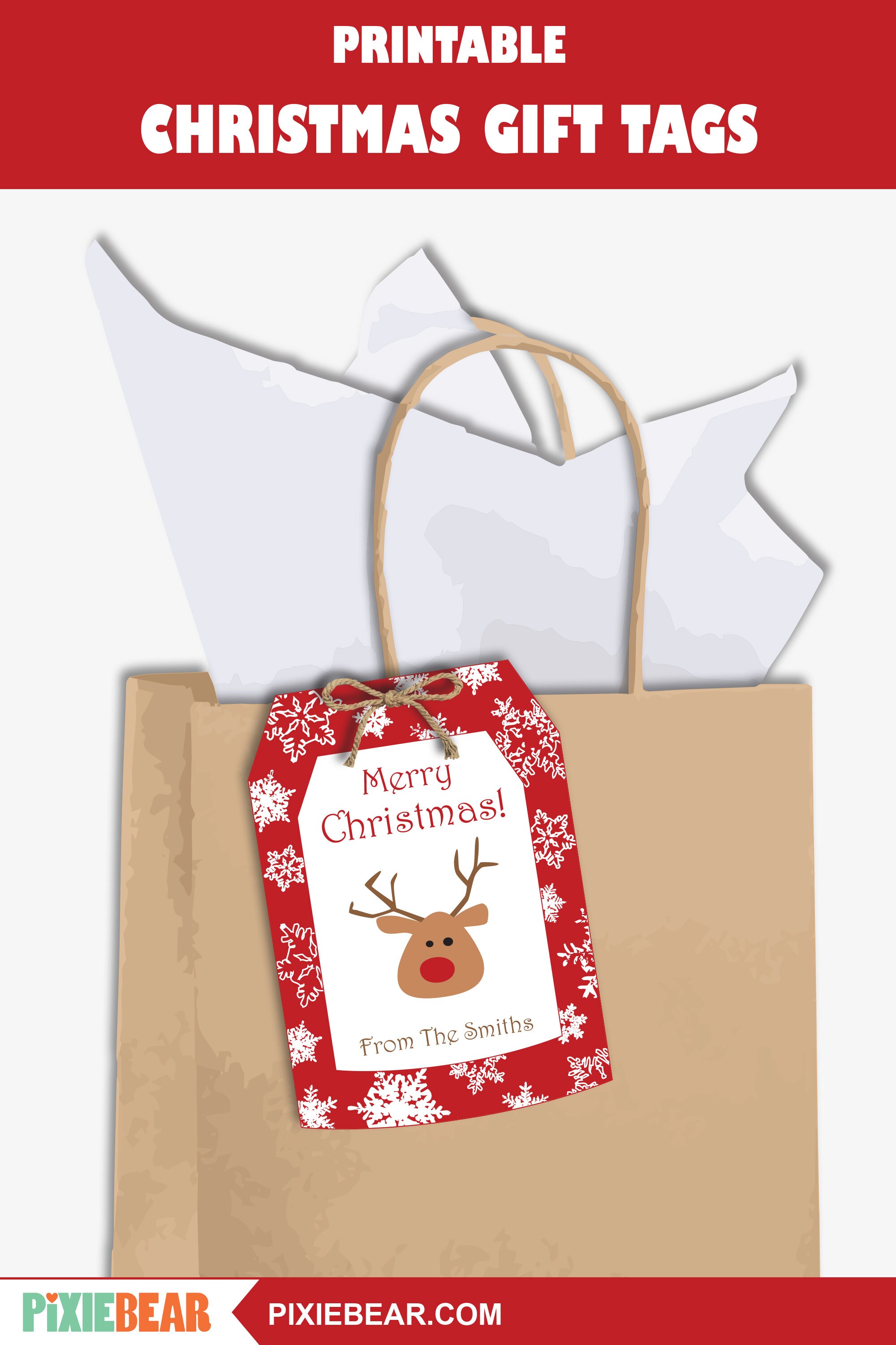 Reindeer Gift Tags Printable Christmas Tags Personalized | Etsy