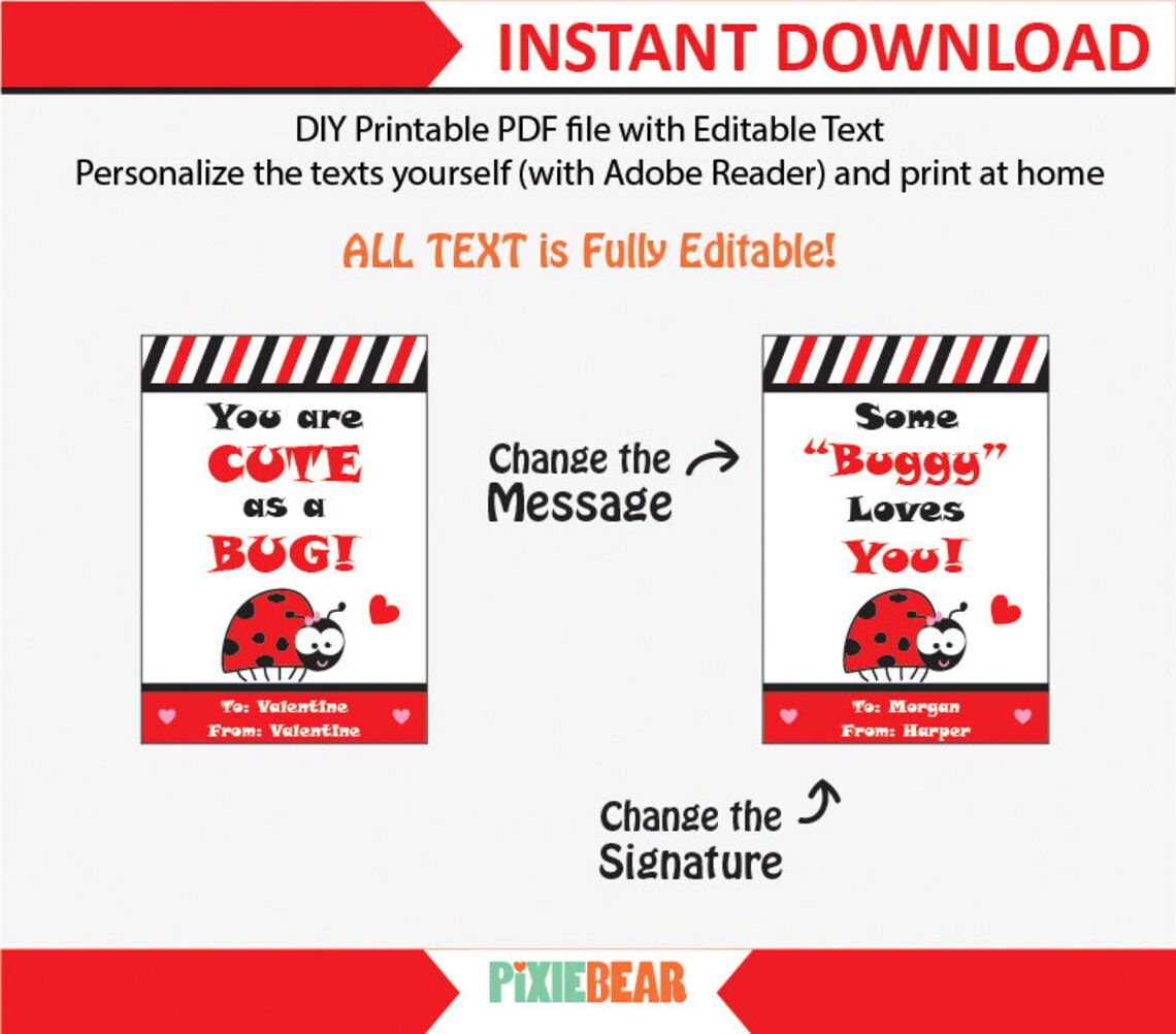 Ladybug Valentines Card Lady Bug Valentine Ladybug - Etsy