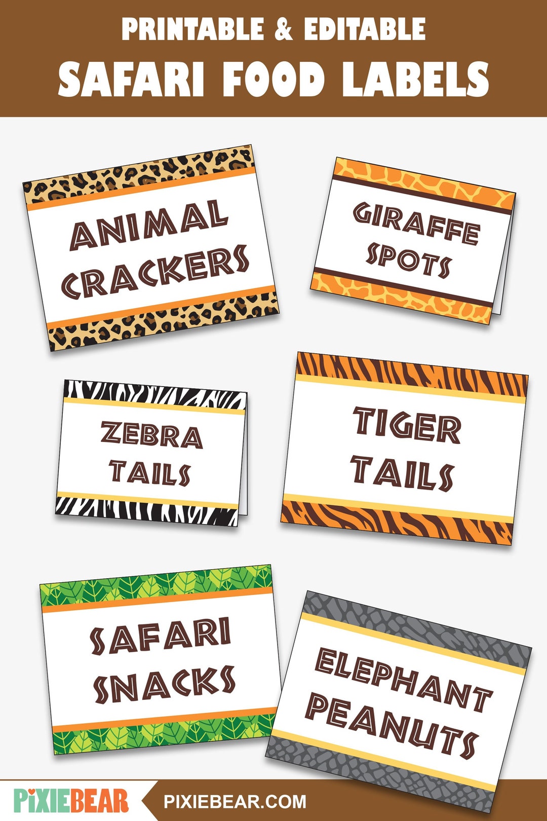 Safari Food Labels Printable Safari Party Food Tent Cards for a Baby ...