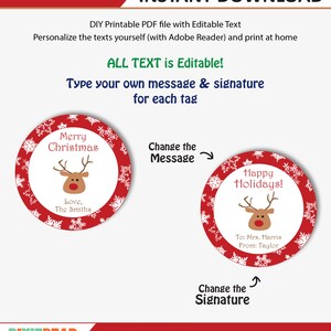 Christmas Sticker Tags, Reindeer Gift Tags, Printable Christmas Gift ...