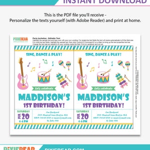 Music Birthday Invitation Printable Music Party Invitation - Etsy