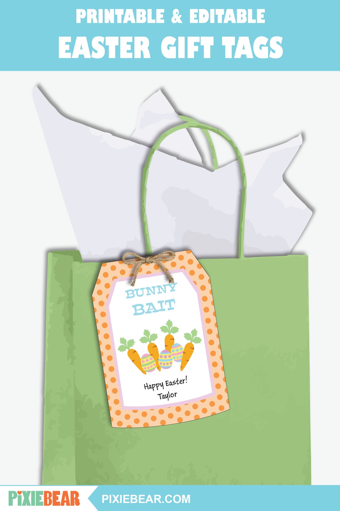 Easter Bunny Bait Tags Printable Easter Gift Tags Editable - Etsy
