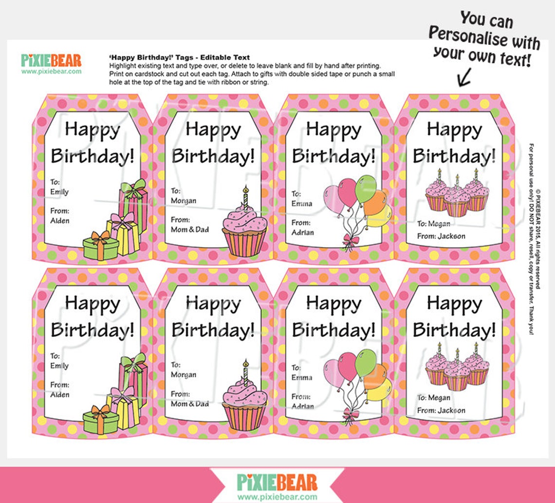 Birthday Gift Tags Personalized Gift Tags Personalized | Etsy