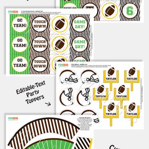 Football Cupcake Toppers Printable Football Party - Etsy
