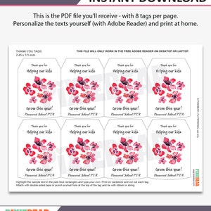 Flower Teacher Appreciation Thank You Tags Printable Teacher Gift Tags ...