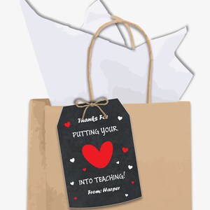 Heart Teacher Appreciation Gift Tag Printable Teacher - Etsy