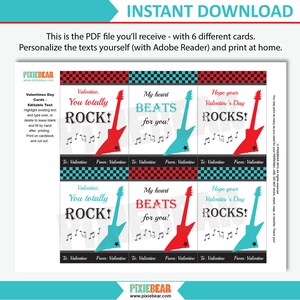 Guitar Valentine's Day Cards for Kids Printable Music - Etsy