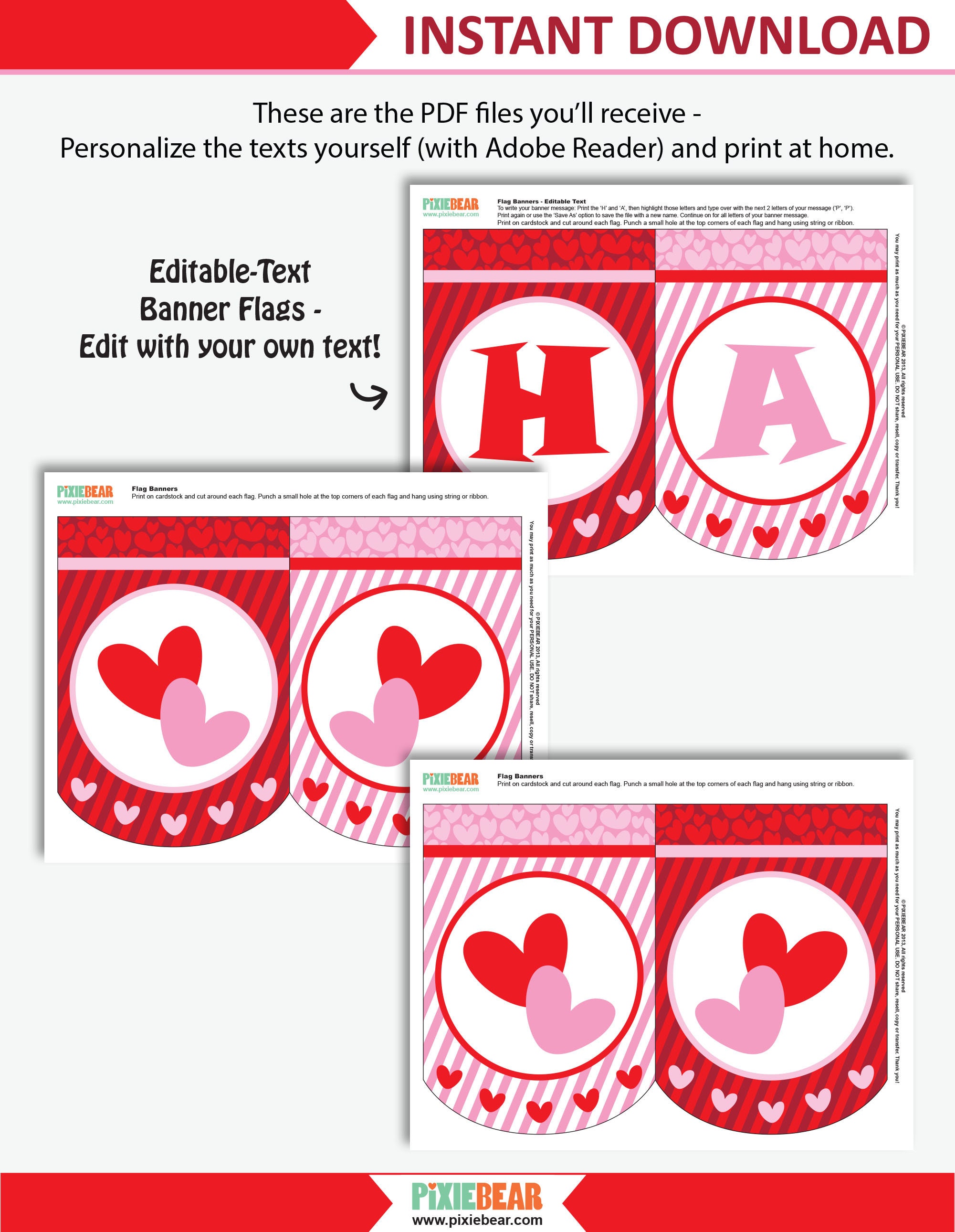 Valentines Day Banner Valentines Day Heart Banner | Etsy