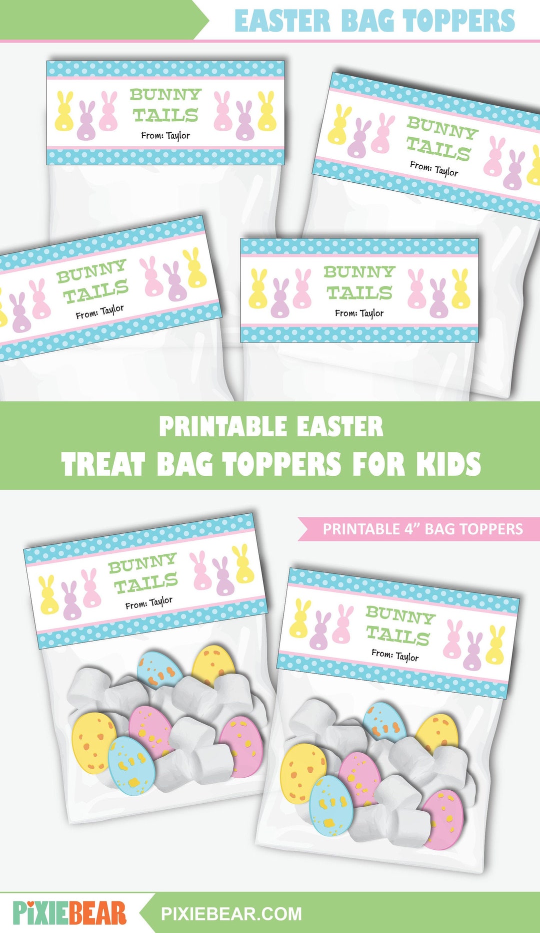 Easter Bunny Tails Labels Printable Easter Bag Toppers for Kids ...